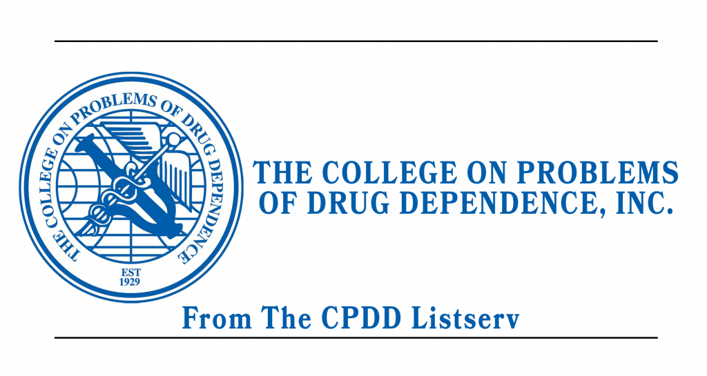 CPDD Newsletter – April, 2018 | College on Problems of Drug Dependence ...